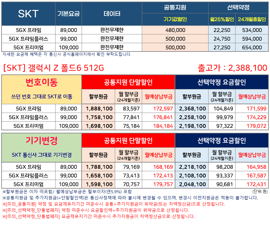:: 갤럭시 폴더블6 요금제 표 페이지